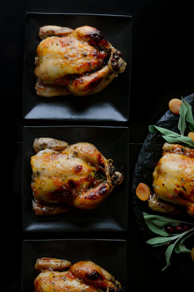 Apricot Glazed Stuffed Cornish Hens | Linger