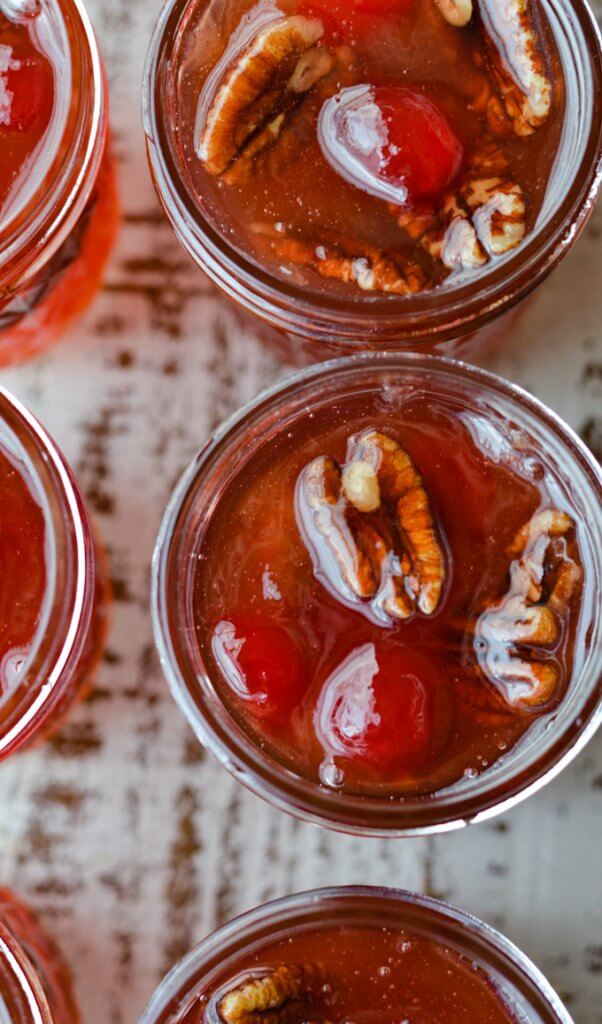 Homemade Peach Preserves with Cherries and Pecans - Linger